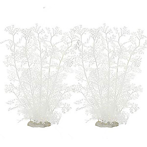 JIH Aquarium Plastic Plants 2 Pcs 15 inch (CU89T-White2pcs)