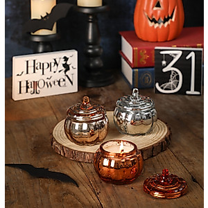 Pumpkin Shaped Candle, Fall Farmhouse Decoration, Autumn Pumpkin Spice Scented Set, Halloween Thanksgiving Candle Gift(3 x 4.5oz)