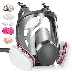 NBWAN Full Face Respirator Gas Mask, 6800 Reusable Respirator Mask with Filters 6001 & 2097, Anti-fog, Dust-proof Organic Vapor Gas Mask for Painting, Welding, Sanding, Polishing, Dust, Woodworking