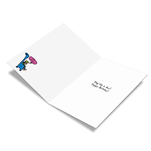 NobleWorks - 1 Funny Cartoon Card for Birthdays - Humor Bday Comic, Notecard with Envelope - Tiny Ruler C6183BDG
