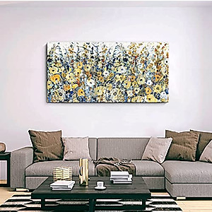 Yuegit Contemporary Flowers Canvas Wall Art : Paintings for Wall Decorations Abstract Wall Art Wall Paintings for Living Room Home Office Ready to Hang 20X40Inch