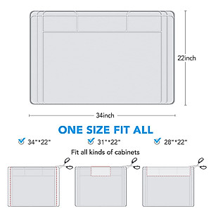 Under Sink Mats for Kitchen Waterproof, 34" x 22" Undersink Mats for Bottom of Kitchen Bathroom Sink, Thick Under Sink Drip Tray for Leaks and Spills, Easy to Install, Clean and Customizable-Gray