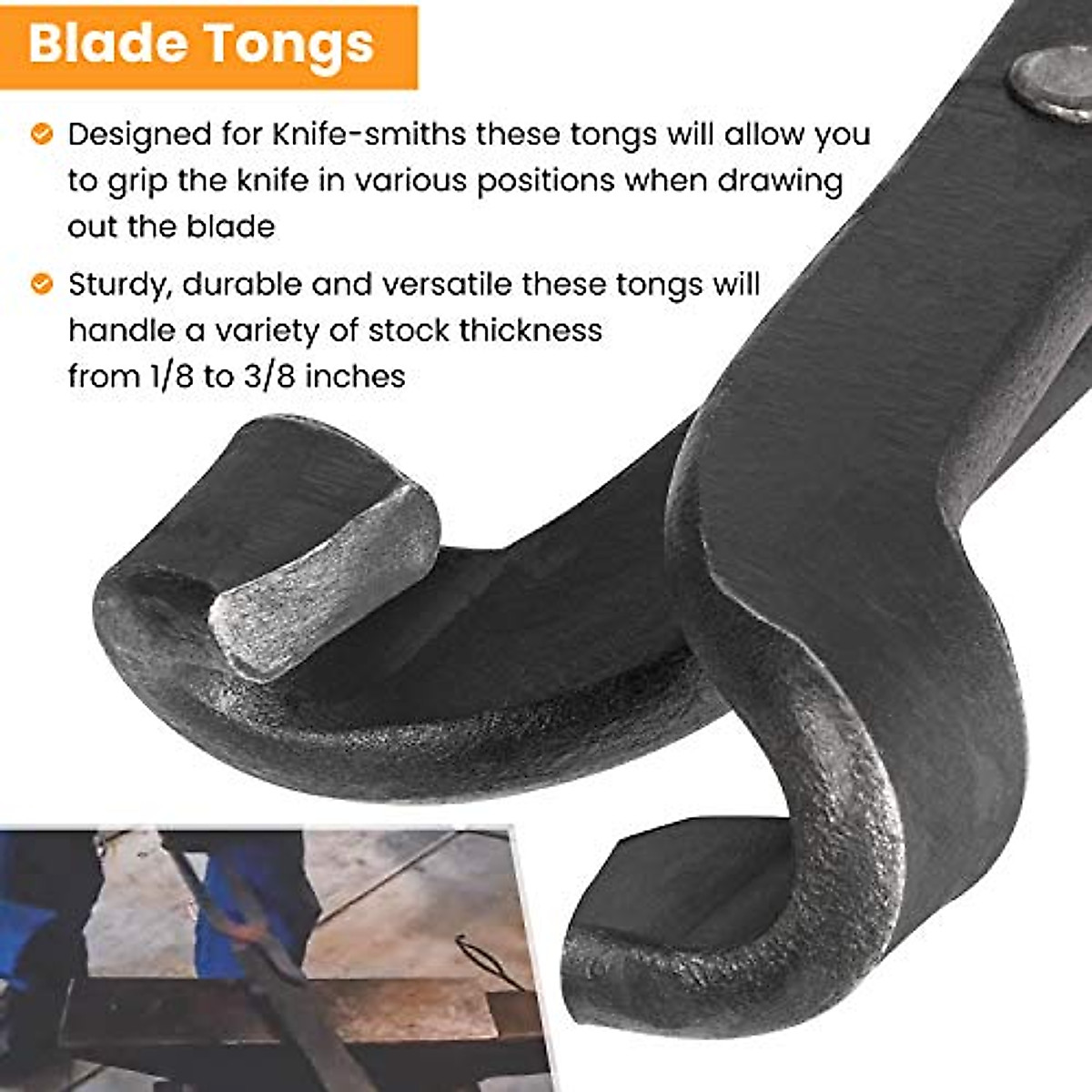 Knife Making Tongs Set Blacksmith Bladesmith Knife Tong Anvil Vise Forge (3 Tongs)