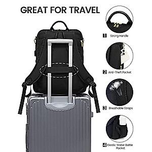 LOVEVOOK Laptop Backpack Women,17.3 Inch Convertible Backpack Purse for Women with USB Port,Fashion Teacher Nurse Bag Work Backpack with Cute Wristlet Bag for Travel College Commute,2 PCS,Black