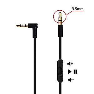 Original Replacement AUX Audio Cable Cord for Beats by Dre Headphones Solo/Studio/Pro/Wireless/Mixr with MIC Black(Discontinued by Manufacturer)+Replacement Charger Cable for Beats by Dr Dre and Pill