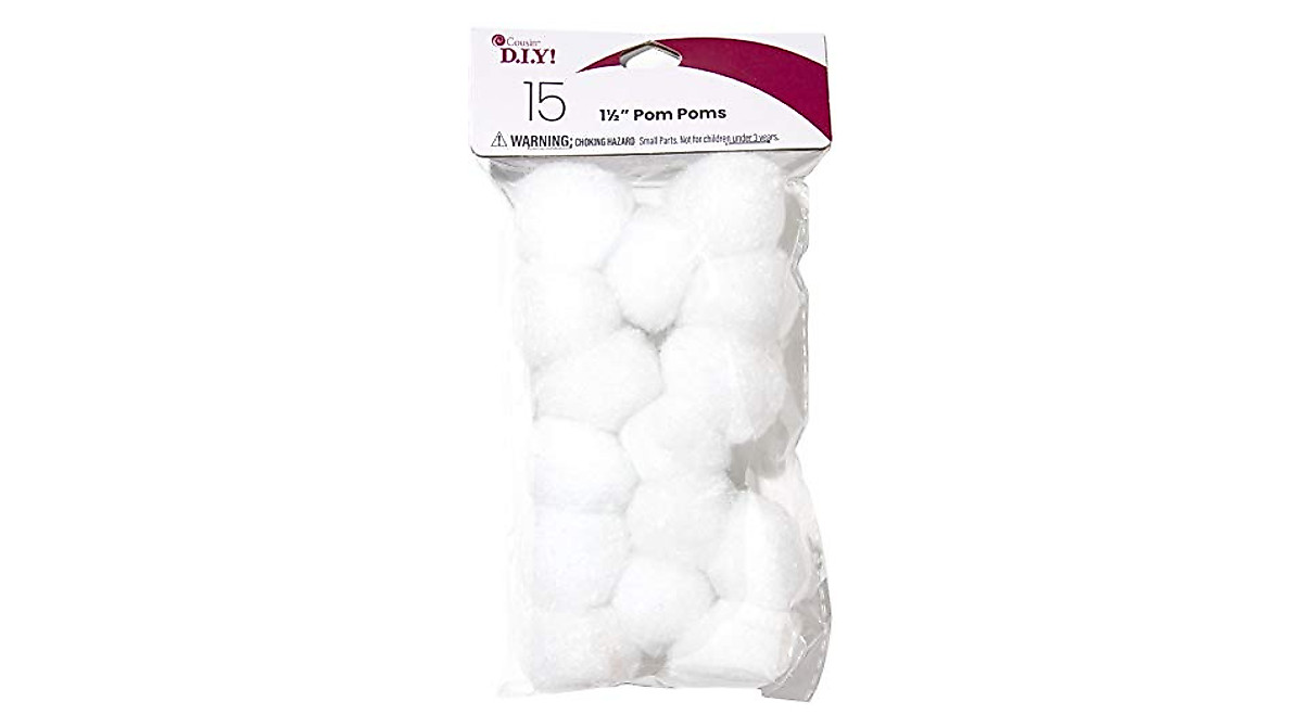 Cousin DIY White 1.5 inch Poms, 15 Pack