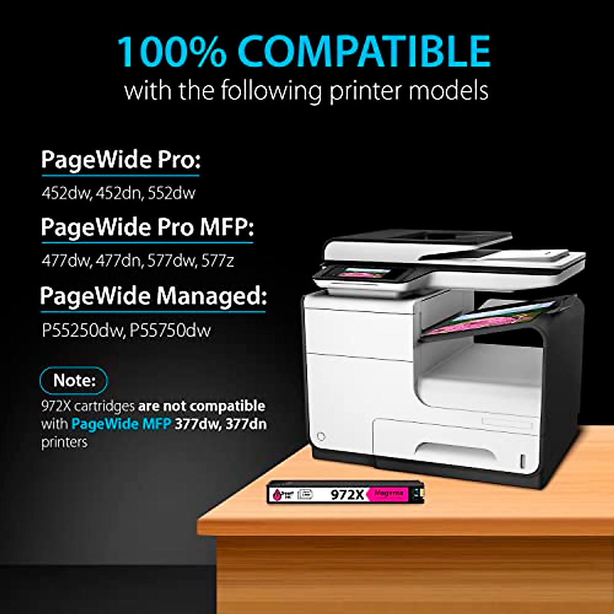 Smart Ink Compatible Ink Cartridge Replacement for HP 972X 972 X (Magenta) to use with PageWide Pro 477dw 577dw 452dw 477dn 452dn 577z 552dw P55250dw Printers