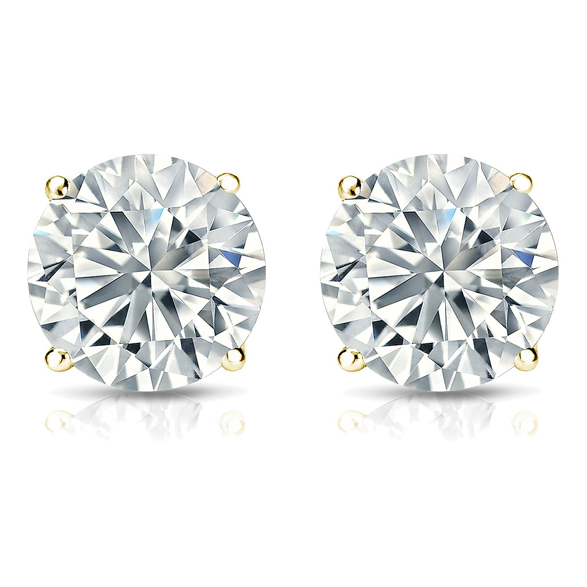 Diamond Wish 1/6 Carat Diamond Round Stud Earrings in 14k Yellow Gold (I1-I2, cttw) 4-Prong Basket Screw Back