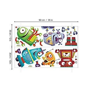 ufengke Cartoon Robot Wall Stickers DIY Removable Vinyl Wall Decals Art Decor for Kids Boys Nursery Bedroom Playroom