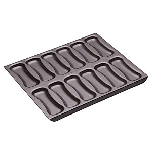 MasterClass 12-Hole Non-Stick Éclair Baking Tray, 31 x 25.5cm, Grey