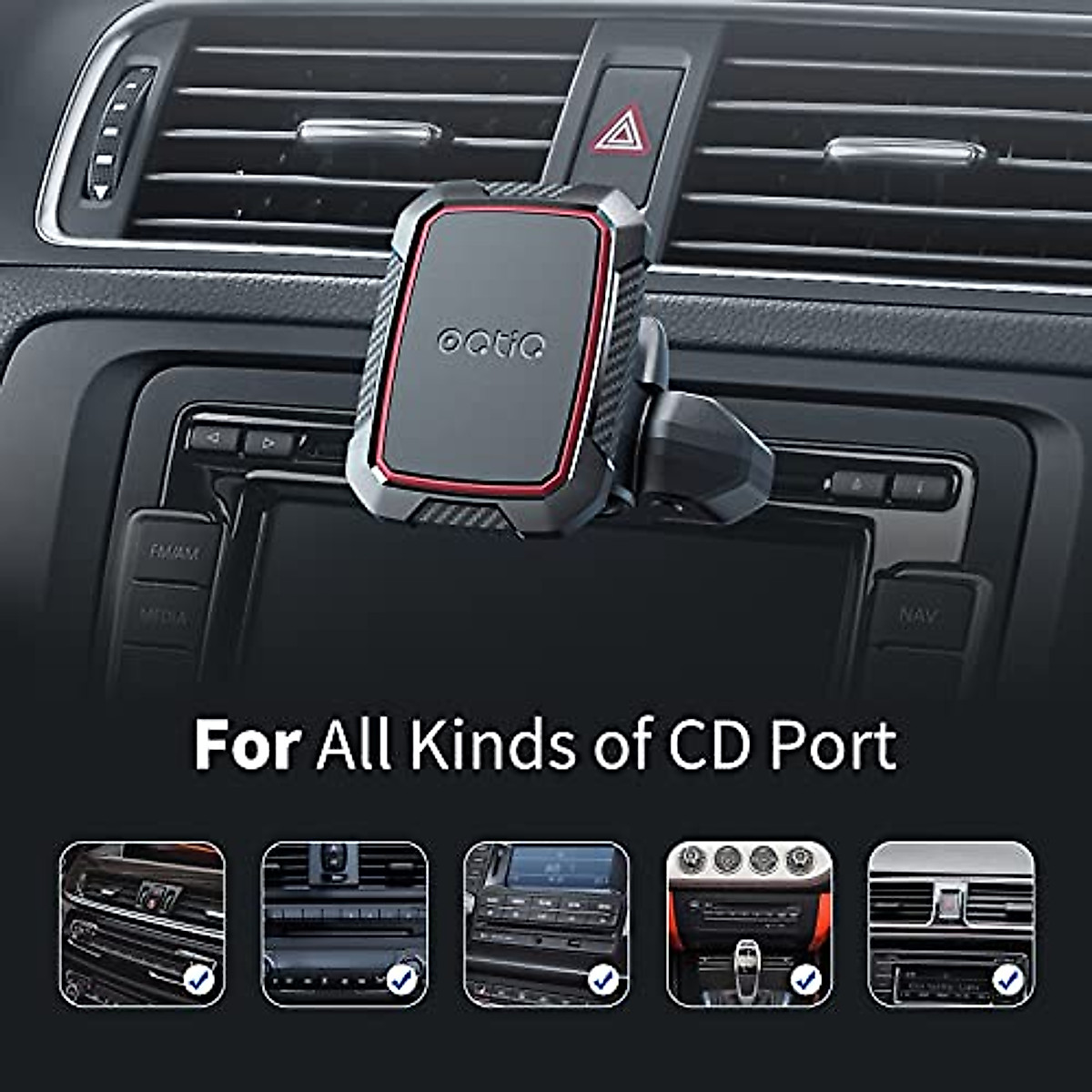 OQTIQ Magnetic CD Phone Car Mount for Car CD Player, CD Slot Car Phone Mount Holder with Built-in 6 Strong Magnets, Compatible with iPhone Samsung Galaxy LG and More