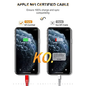Fashia iPhone Charger Cord 3FT, [MFI Certified] 3Foot USB Lightning Cable,3Feet Fast Charger Nylon Braided USB iPhone Cord for iPhone 13 12 11 Pro X XS Max XR/8 Plus/7 Plus/6/6s Plus-Red