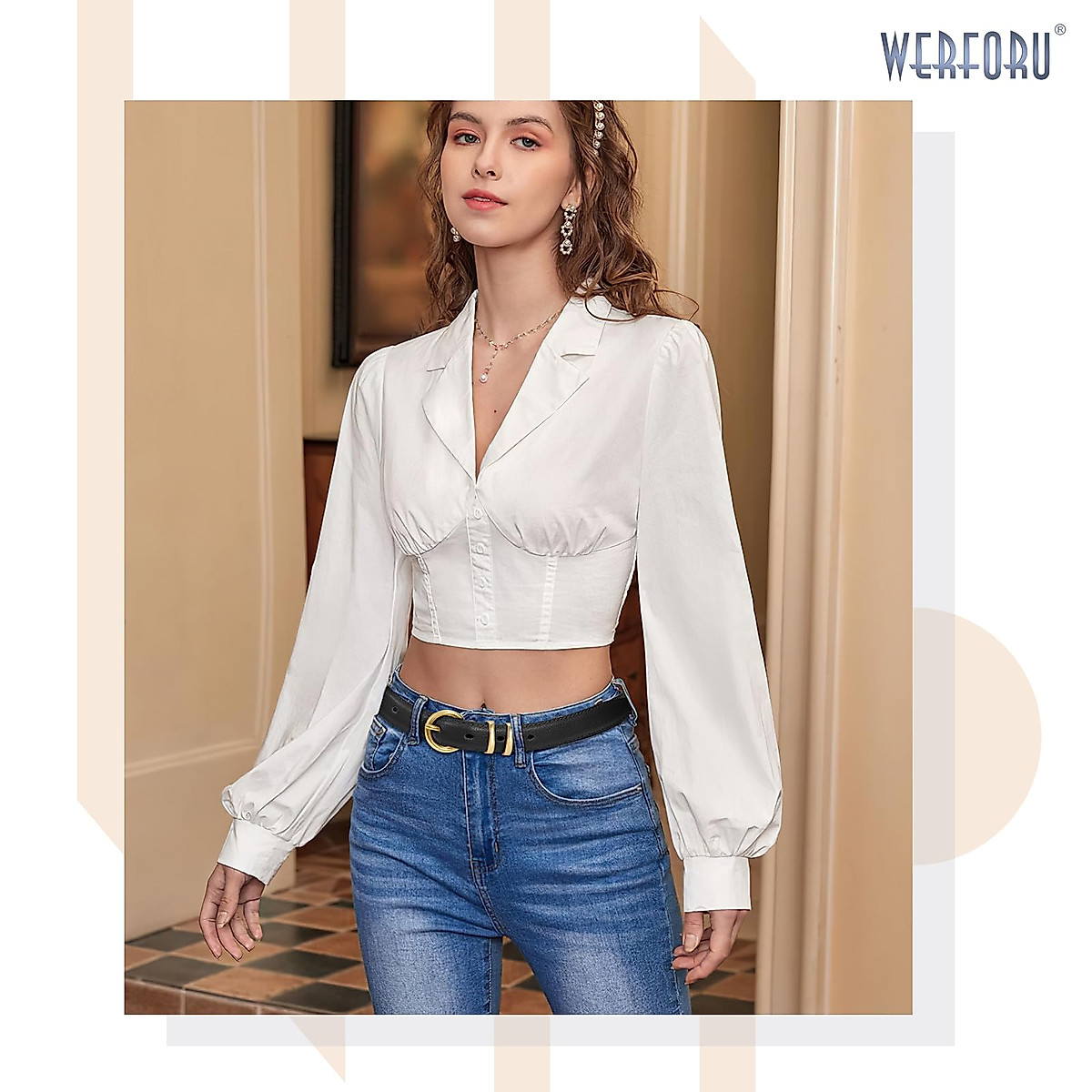 WERFORU 2 Pack Women Leather Belt Waist Skinny Dress Belts Solid Pin Buckle Belt for Jeans Pants