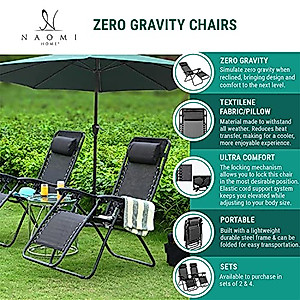 Zero Gravity Chairs Set of 2 Pool Lounge Chair Zero Gravity Recliner Zero Gravity Lounge Chair Antigravity Chairs Anti Gravity Chair Folding Reclining Camping Chair with Headrest by Naomi Home - Brown