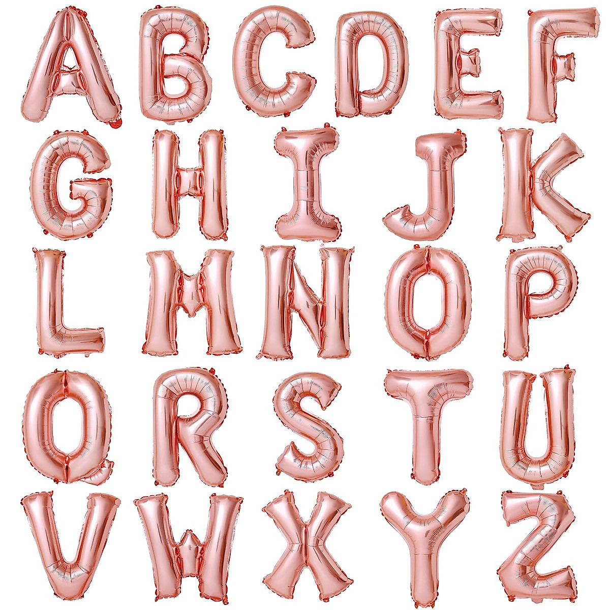 52 Pcs Rose Gold Letter Balloons 16 Inch Mylar Foil Alphabet A-Z Balloon Custom Personalized Phrase Banner Reusable for Birthday Baby Shower Wedding Anniversary Party Decoration