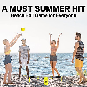 GOOX Outdoor Beach Ball Games with Carrying Bag, 3 Balls, Net and Strip Light (ONLY for Light Up Set)- Played Outdoors, Indoors, Beach, Lawn, Yard and Park
