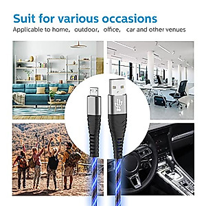 Oliomp Micro USB Cable 3FT, Fast Charging Android Charger LED Light Up Phone Charger Cord for Huawei Mate SE, Samsung Galaxy S7/S6/J7,LG,HTC,Sony,Moto,Kindle,PS4 and More