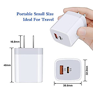 USB C Charger Block, 2Pack Dual Port USB C Wall Plug Charger Block Fast Charge Type C Wall Charger for iPhone 14 13 12 11 Pro Max, Samsung Galaxy S23 Ultra S22 S21 S20 S10, Pixel 7 Pro 6a 6 Pro 5 4 XL