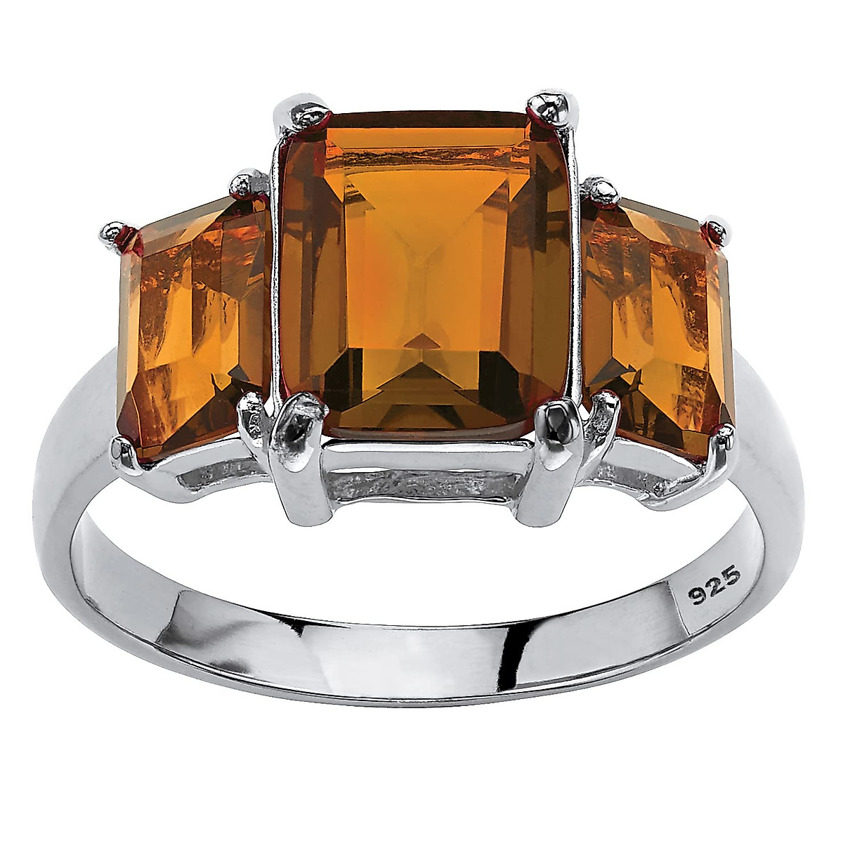 PalmBeach Gold-Plated or Sterling Silver Simulated Birthstone 3 Stone Ring Size 7 Month 11