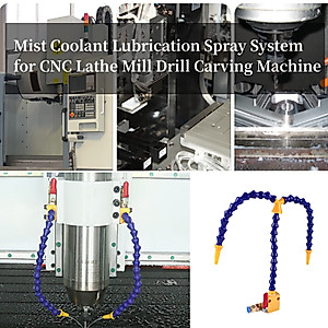 Bidirection Tube Valve, cnc cooling system coolant mister Mist Coolant Lubrication Spray System For 8mm Air Pipe CNC Lathe Mill Drill Carving Machine