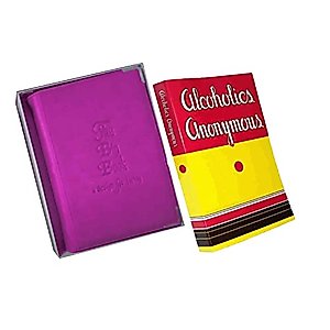 First Edition Softcover Reprint AA Big Book w/Pink Bookcover for Alcoholics Anonymous. You Get The Both AA Big Book 1st Edition Reprint and Pink Zip Up Bookcover.