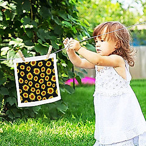 Kigai 4 Pack Beautiful Sunflower Washcloths – Soft Face Towels, Gym Towels, Hotel and Spa Quality, Reusable Pure Cotton Fingertip Towels