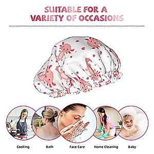 Shower Cap Axolotl Reusable Bath Shower Caps For Women Long Hair, Double Layer Waterproof Bathing Shower Hat Hair Protector For Kids Girls Women, 1 Pack
