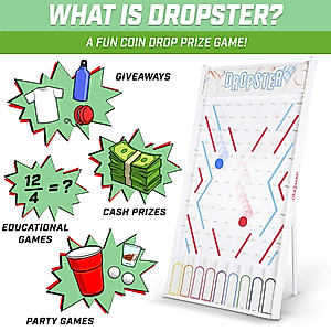 GoSports DROPSTER Prize Drop Game with Customizable Slots - Game Show Style Coin Drop - Great for Trade Show Prizes, Educational Trivia, Party Games & More