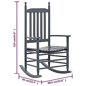 WEHUOSIF Rocking Chair with Curved Seat,Porch Chair,Camping Rocker,Wooden Rocking Chair,Retro Rocking Chair,Coffee Chair,Garden Rocking Chair,for Balcony, Porch, Backyard,Gray Poplar Wood