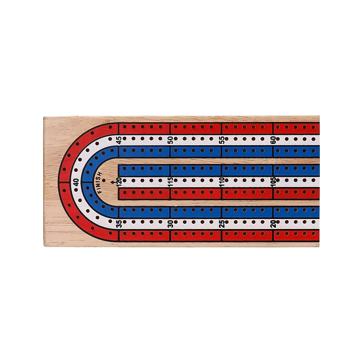 STERLING Games Folding Cribbage 3 Track Wooden Cribbage Board with Red White Blue Pegs for 3 Players