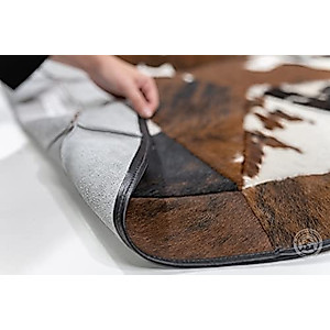 Genuine Round Cowhide Rug Rodeo Star Patchwork 40" Area Rug