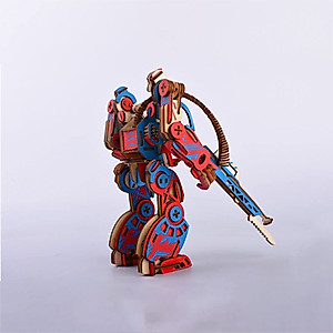 3D Wooden Puzzle DIY Robot Mechanical Armor Model Wood Craft Kit Laser-Cut Kits Engineering Gears Set Assembly