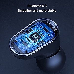 Qonioi Mini Wireless Earbuds Headset - Bluetooth 5.3 Earplug Type Headphones HD Calls Earphones, Built-in 800mAh Large Power, Intelligent Digital Display Sports Headset #