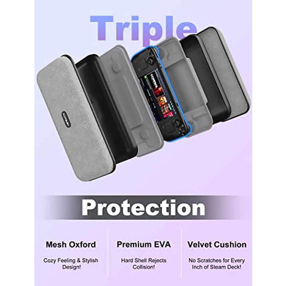 Hevanto Carrying Case Compatible with Steam Deck, Waterproof Sling Bag for Steam Deck Console with Case Accessories, Hard Shell Premium Handle Zipper, with Kickstand & SD Card Slots, Grey