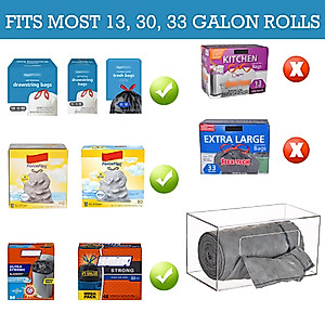 Aphbrada Trash Bag Dispenser Roll Holder, Wall Mount Acrylic Garbage Bag Dispenser Roll Holder for Kitchen Cabinet, Trash Can Liners Organizer for Under Sink, Clear