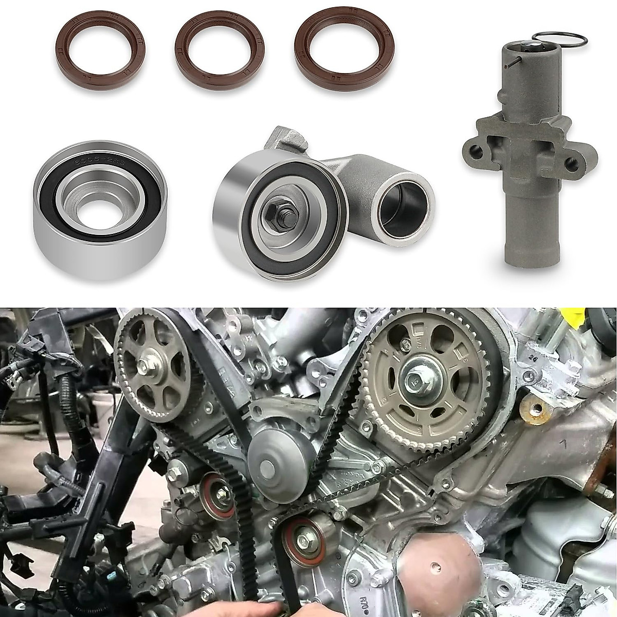 YXGOOD Timing Belt Kit with Water Pump, Fit 2003-2018 Honda Accord, Pilot, Odyssey, Ridgeline, Acura, Saturn VUE, 3.2L 3.7L V6, Replaces Part - TCKWP329 TKH-002 TKH002 19200-RDV-J01