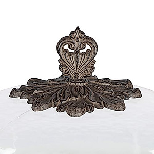 GG Collection 17-Inch Cream Ceramic Pastry Keeper With Glass Dome and Acanthus Leaf Metal Base