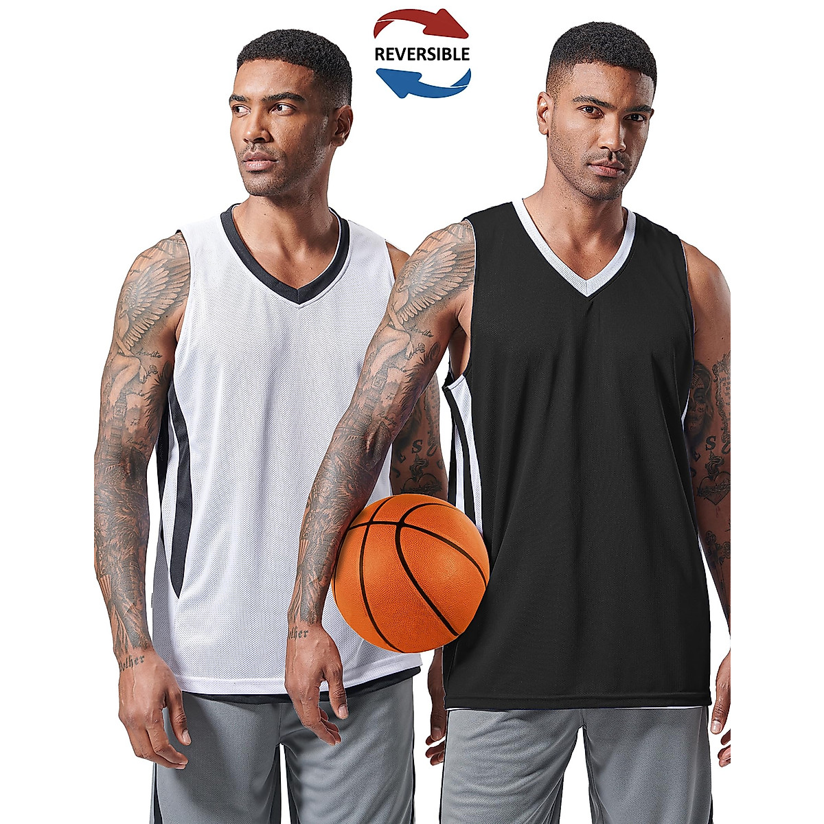 Liberty Imports Reversible Men's Mesh Athletic Basketball Jersey Single for Team Scrimmage (Black/White, Large)