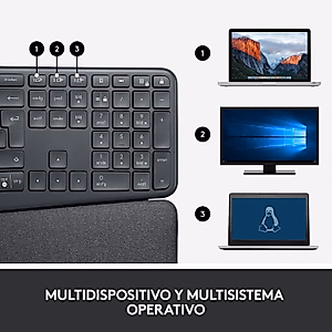 Logitech Ergo K860 Wireless Ergonomic Keyboard with Wrist Rest - Split Keyboard Layout for Windows/Mac, Bluetooth or USB Connectivity (Renewed)
