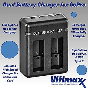 GoPro HERO10 (Hero 10) Black with Deluxe Accessory Bundle: 3X Replacement Batteries, Dual USB Charger, Underwater LED Light with Bracket, Water Resistant Action Camera Case, & Much More