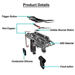 Mobile Game Triggers, Norhu Mobile Game Controllers for PUBG Mobile,Fortnite Mobile Phone Gaming Triggers Sensitive Shoot and Aim Buttons Shooter Handgrip Compatible with Android & iPhone- 1Pair(L1R1)