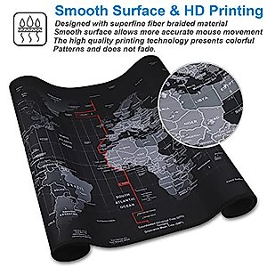 Cmhoo XXL Professional Large Mouse Pad & Computer Game Mouse Mat (35.4x15.7x0.1IN, Map) (90*40 Map)