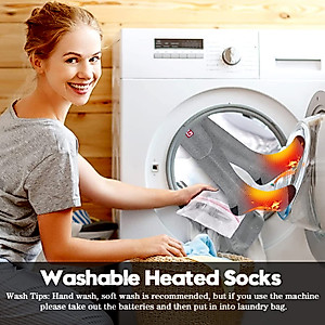 Rabbitroom Heated Socks for Men Women Rechargeable Electric Socks Battery Powered 3 Heat Settings Thermal Foot Warmer Perfect for Skiing Hunting Hiking Motorcycling (Gray, L)