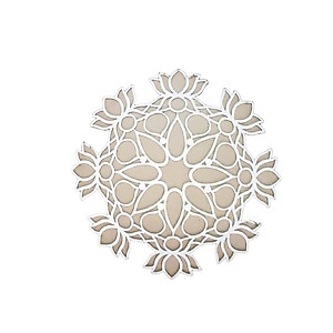 DIY MDF Readymade Round Lotus Designer Rangoli Mat Easy to Use Rangoli Template Easy to Fill Wooden MDF Rangoli Boards for Indian Traditional Festival (Size:- 12 Inches Diameter)