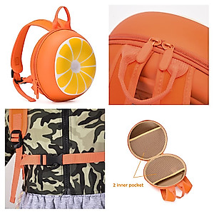 Kids happy Toddler Backpack with Leash,Child Safety Harness Backpack,Kids Backpack Harness Leash,Toddler Waterproof Backpack with Leash, Fruit Pattern,for Age 1-10 Years (Orange), 9x9x4 inch (LT010)