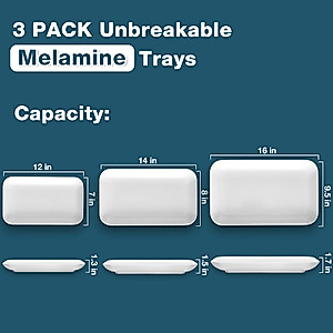 Large Serving Platters and Trays Set of 3 for Party, Wedding Decor, 16/14/12inch Unbreakable Large Serving Platters, White Serving Dishes for Snacks Fruit Cookies Dessert Reusable Tray Food Christmas