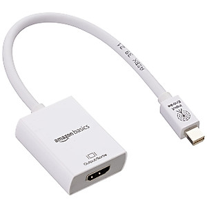 Amazon Basics Mini DisplayPort Thunderbolt to HDMI Adapter - Compatible with Apple iMac and MacBook Bundle with Amazon Basics High-Speed HDMI Cable, 3 Feet, 1-Pack, White