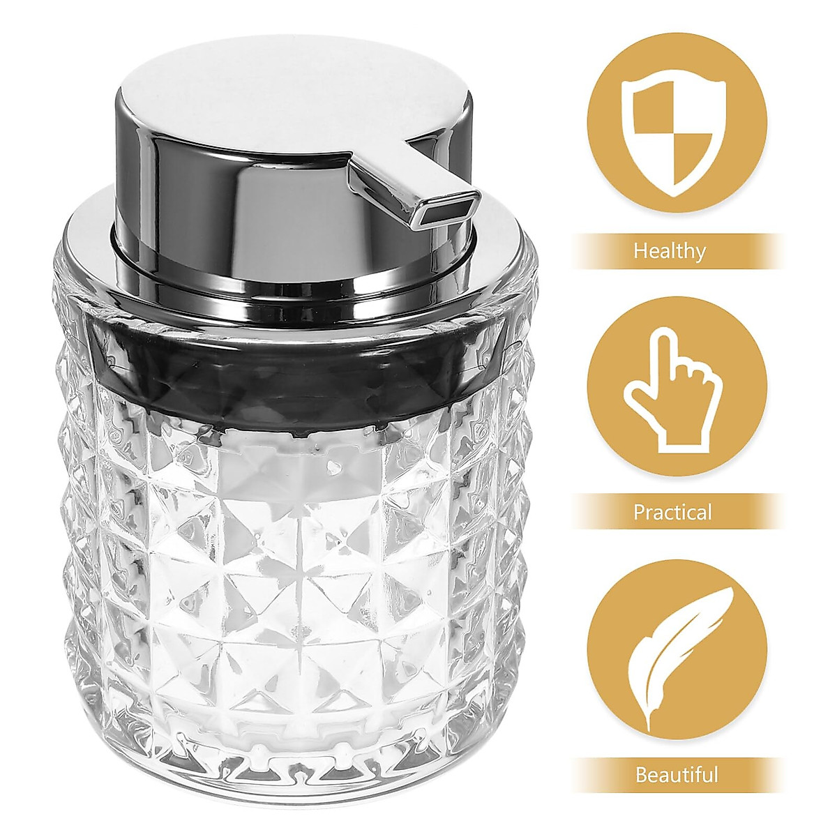 Cabilock Hand Soap Dispenser Glass Refillable Liquid Hand Soap Shampoo Dispenser Pump Bottle Lotion Hand Soap Jar Cosmetic Containers for Home Bathroom