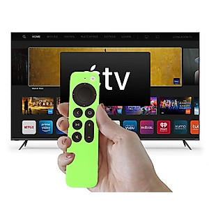 LEFXMOPHY Glow Green Remote Case Cover Replacement for New Apple 4k TV Siri 2nd 2021 Series 6 6th Generation/Siri 3rd 7 7th Gen 2022 Remote, Silicone Skin Glow in Dark with Lanyard
