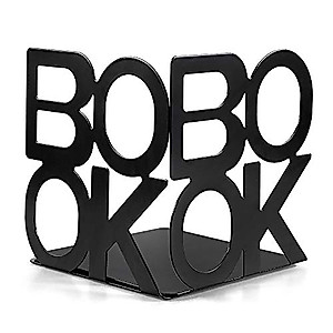 4pcs Book Ends, Bookends for Shelves, Bookends Decorative to Hold Books Metal Book Ends for DVD, Video Games, Maganize,Black 4.9 x 5.1 x 5.5inch, 2Pair